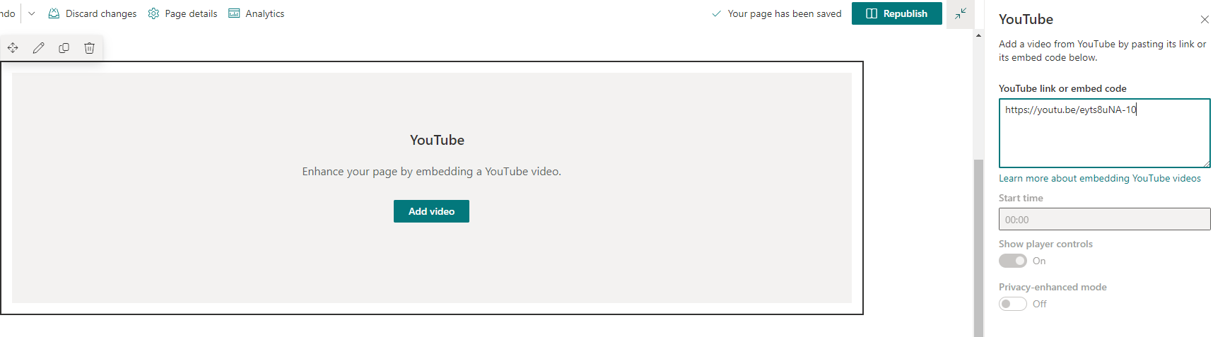 Embed Video Using YouTube Webpart In SharePoint Online Modern Page